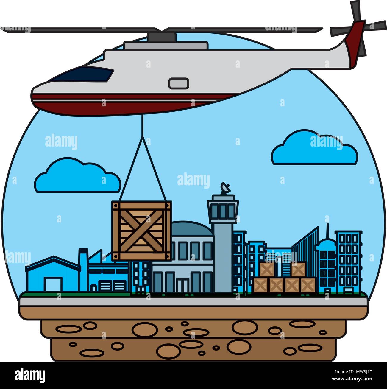 helicopter transport with wood box delivery Stock Vector Image & Art ...