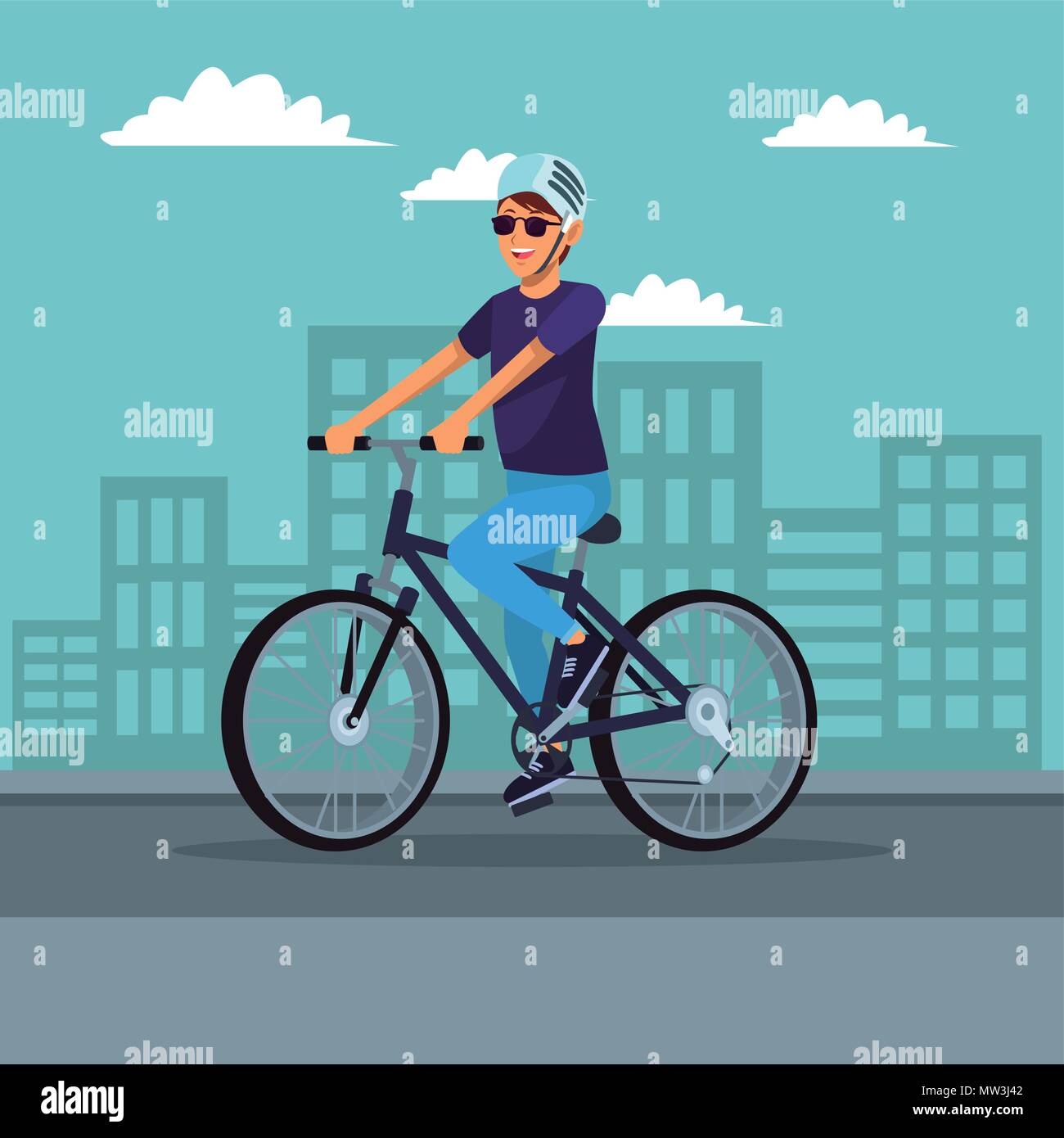 Young man with bike Stock Vector Image & Art - Alamy