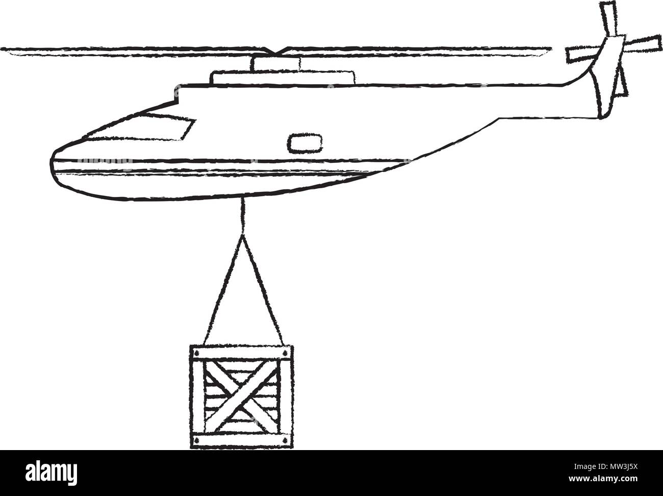 grunge helicopter transport with wood box hanging Stock Vector Image ...