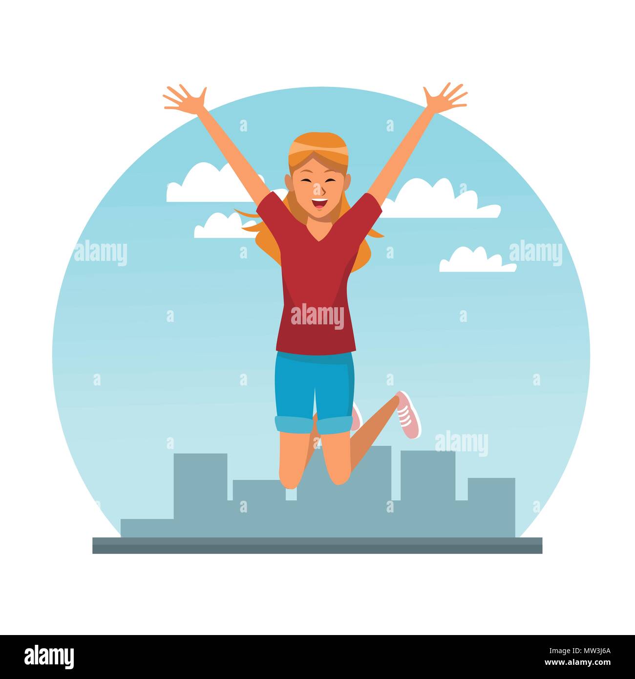 Woman jumping cartoon Stock Vector Image & Art - Alamy