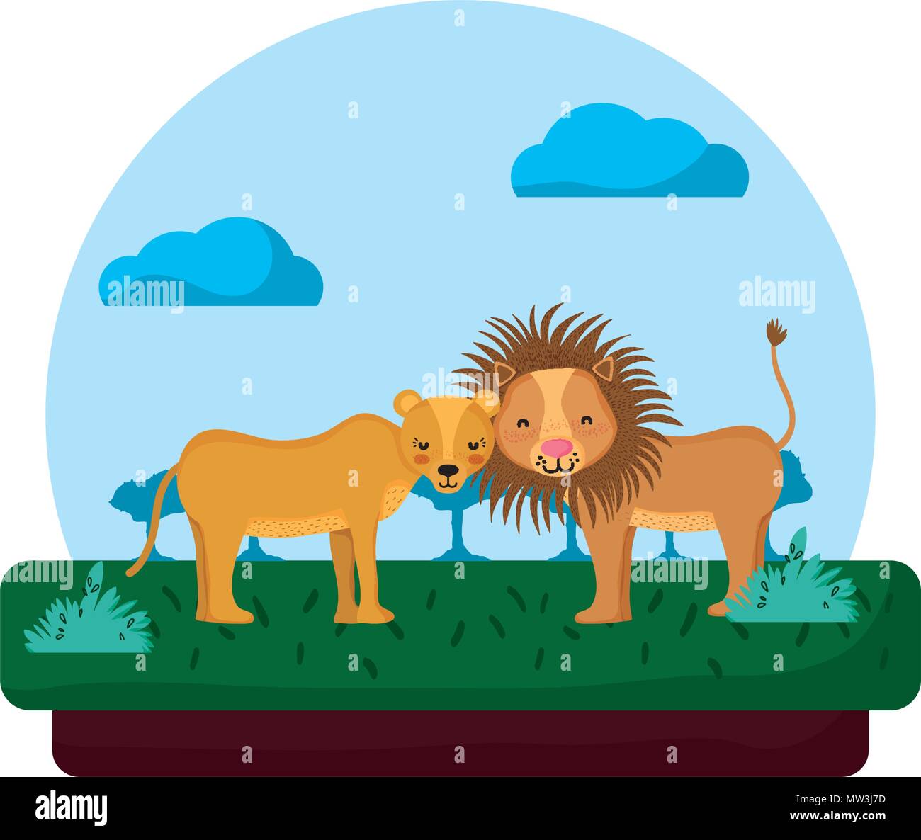 Lion couple Stock Vector Images - Alamy