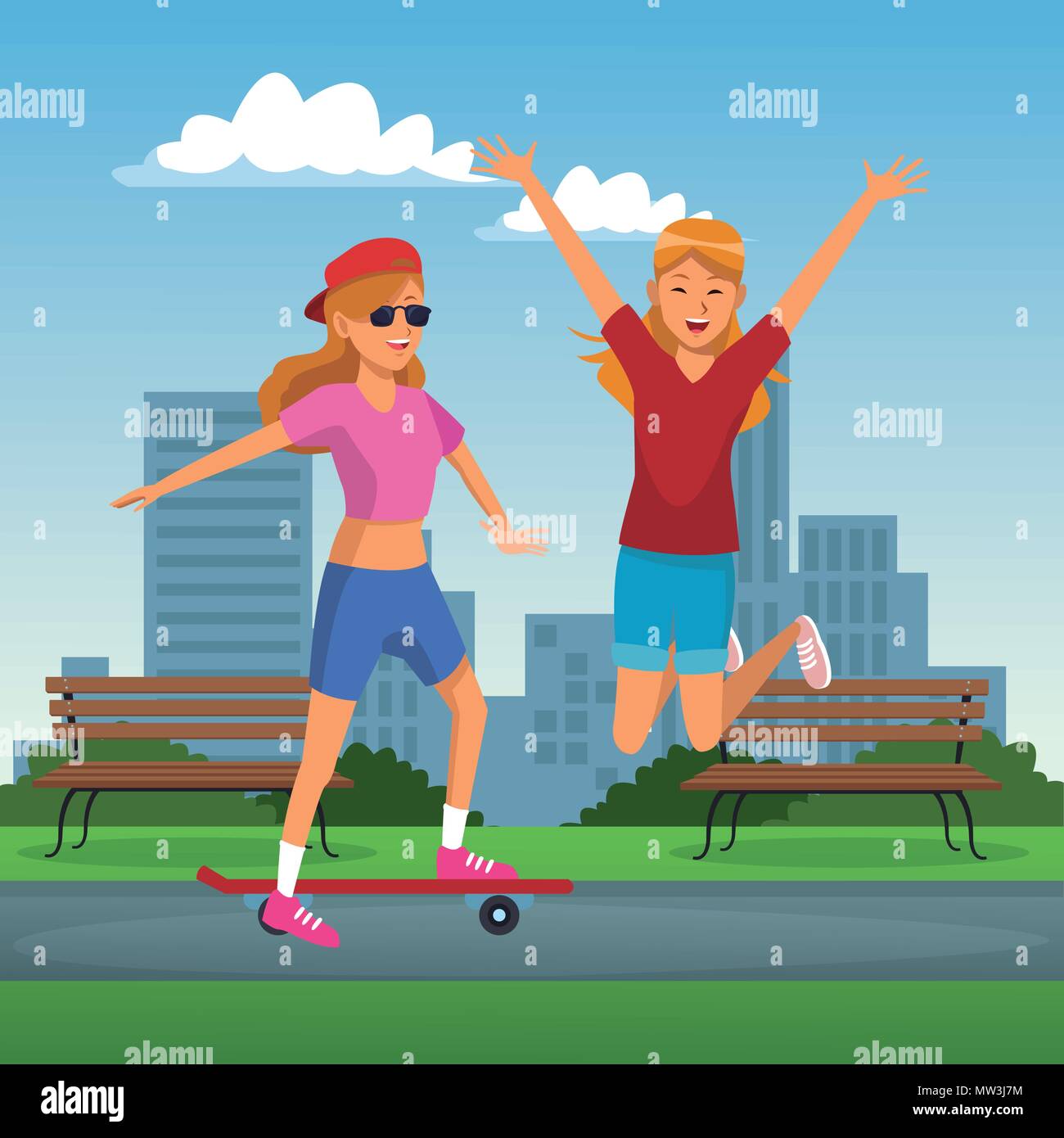 Beautiful women having fun Stock Vector Images - Alamy