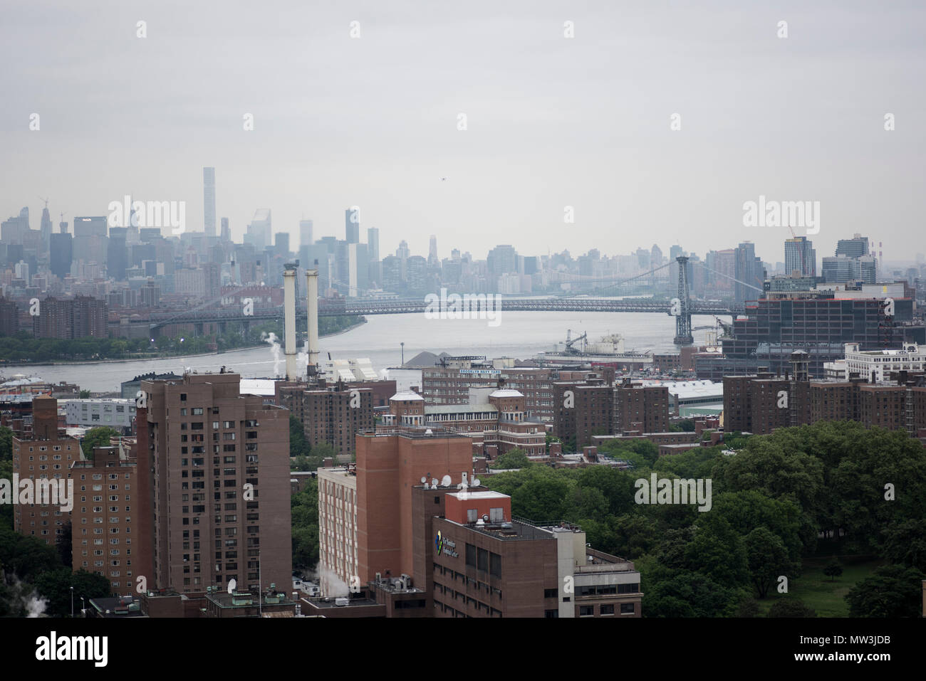 View from Fort Greene, Brooklyn of Fort Greene Park at bottom right ...