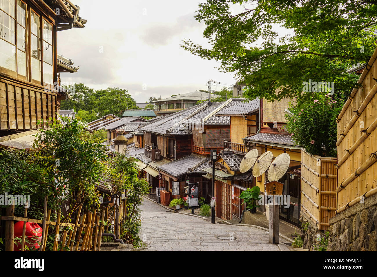 Kyoto, Japan - Jul 15, 2015. Wooden houses at Old Town in Kyoto, Japan. Kyoto was the Imperial ...