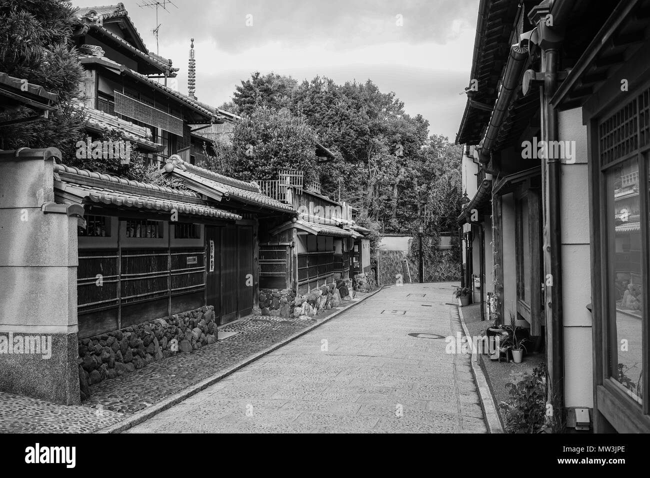 Old japanese village with traditional houses Black and White Stock Photos & Images - Alamy