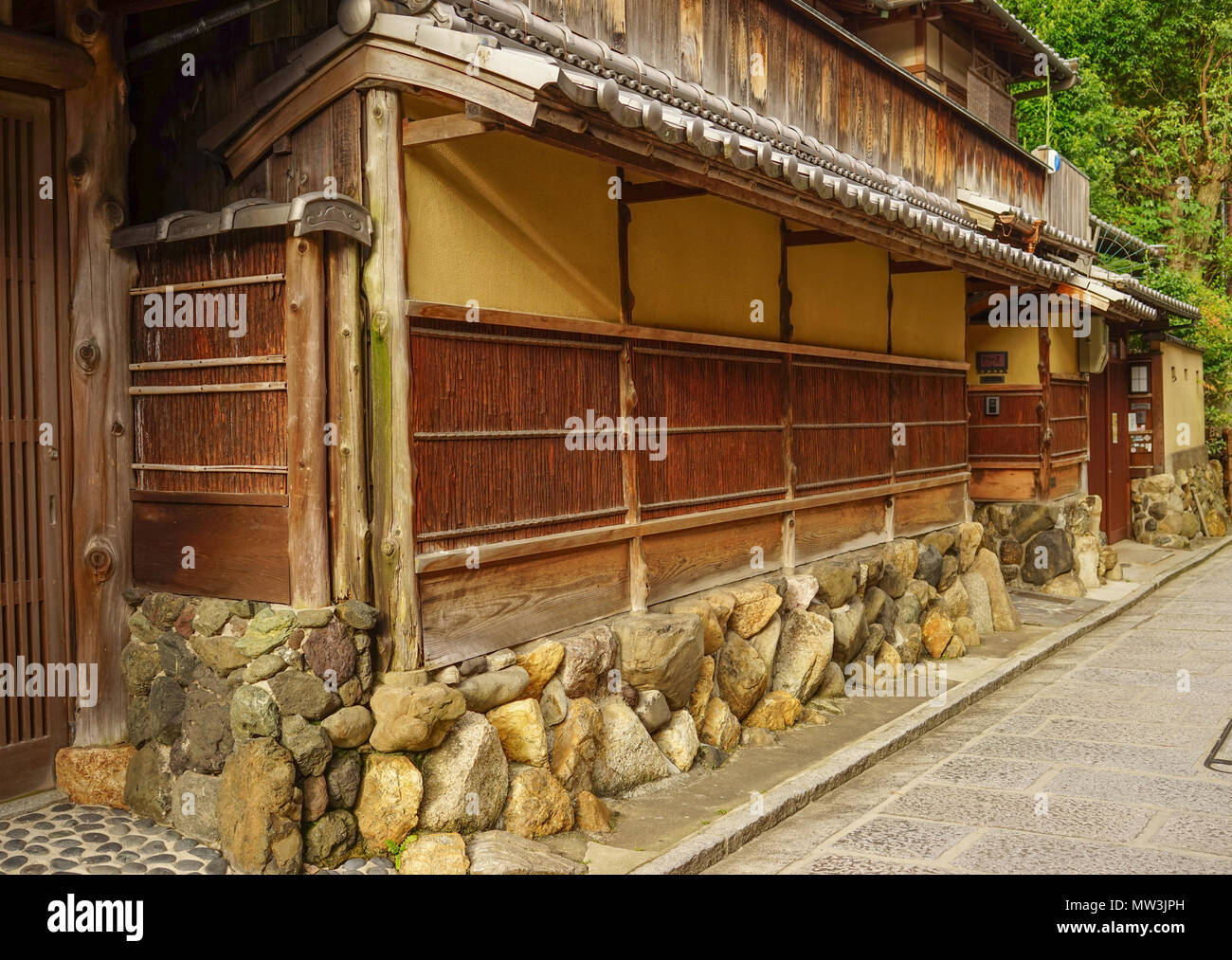 Kyoto, Japan - Jul 15, 2015. Wooden houses at Ninenzaka Old Town in Kyoto, Japan. Kyoto was the ...