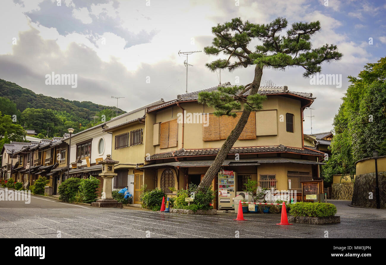 Kyoto, Japan - Jul 15, 2015. Wooden houses at Ninenzaka Old Town in Kyoto, Japan. Kyoto was the ...