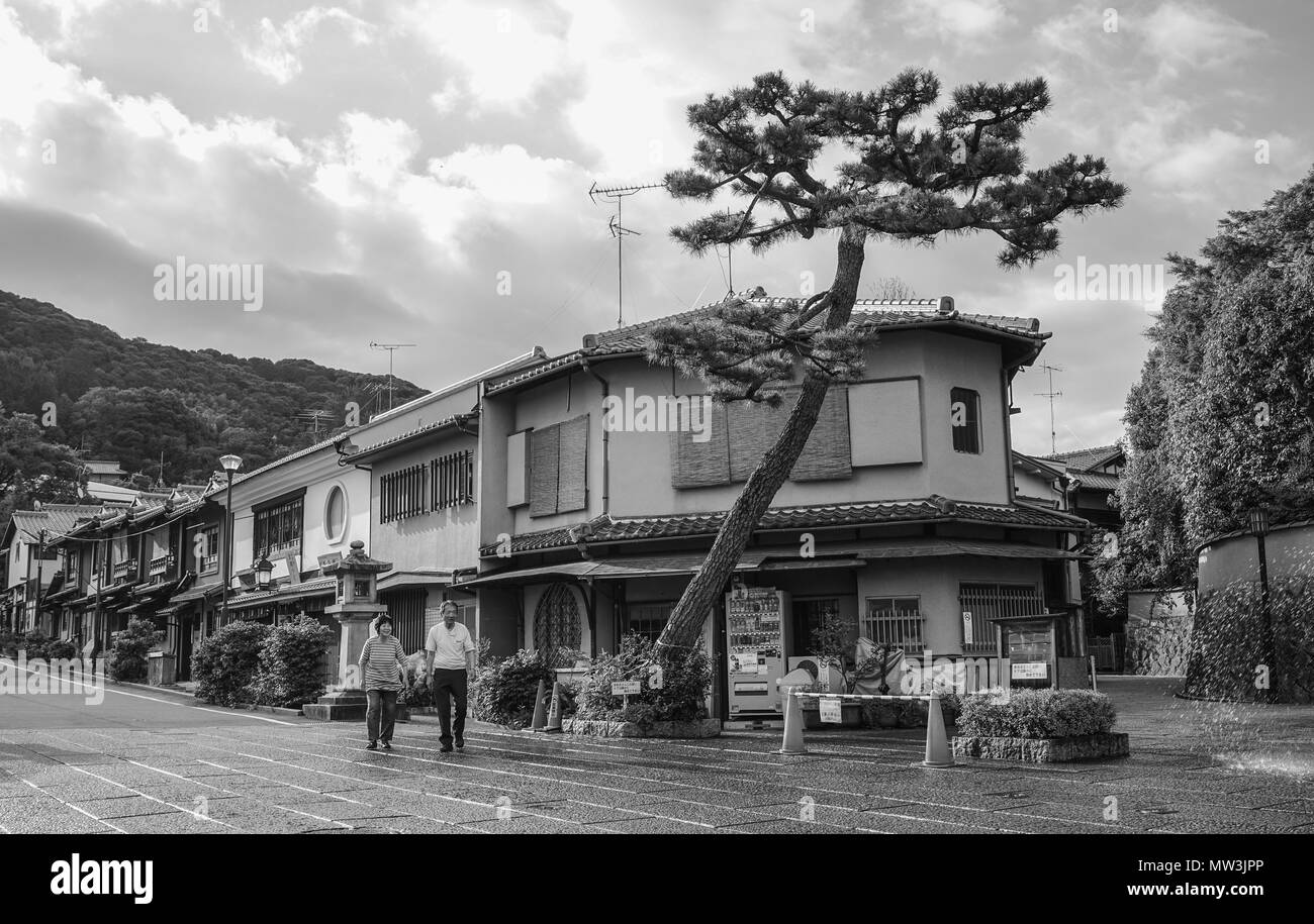 Kyoto, Japan - Jul 15, 2015. Wooden houses at Ninenzaka Old Town in Kyoto, Japan. Kyoto was the ...