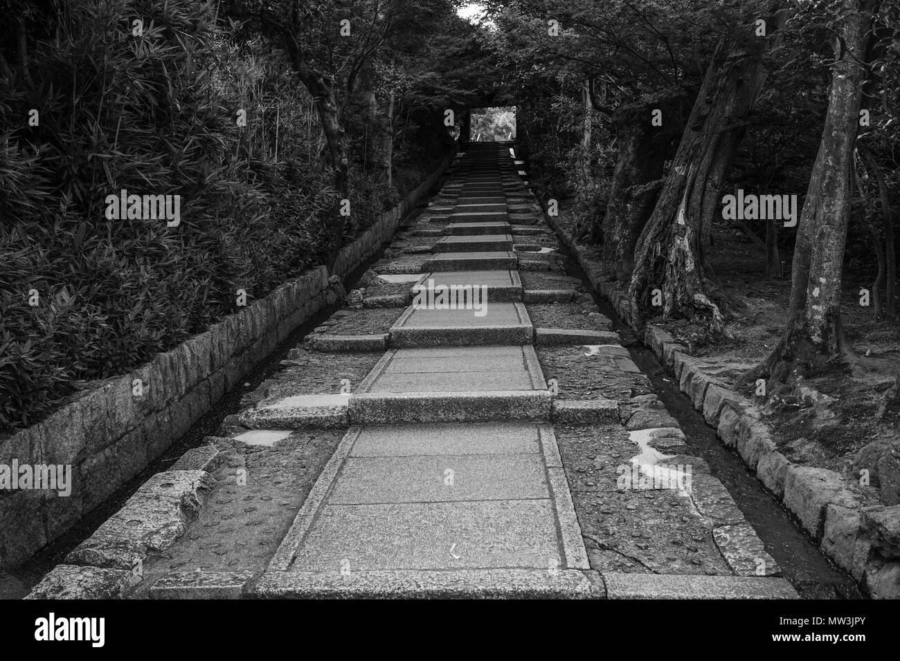 Stone wall pathway in Black and White Stock Photos & Images - Alamy