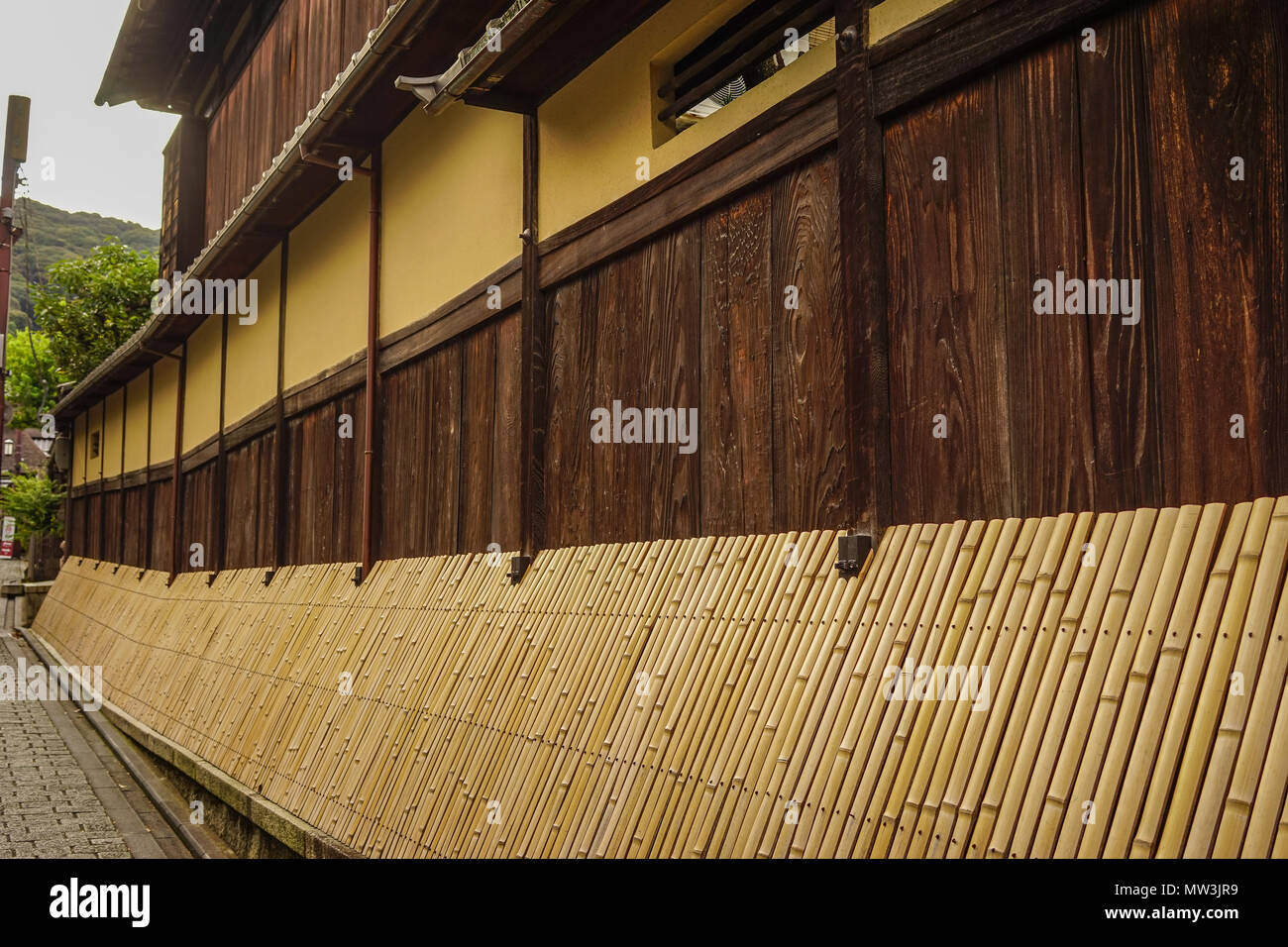 Details of Japanese wooden house at old town in Kyoto, Japan Stock ...