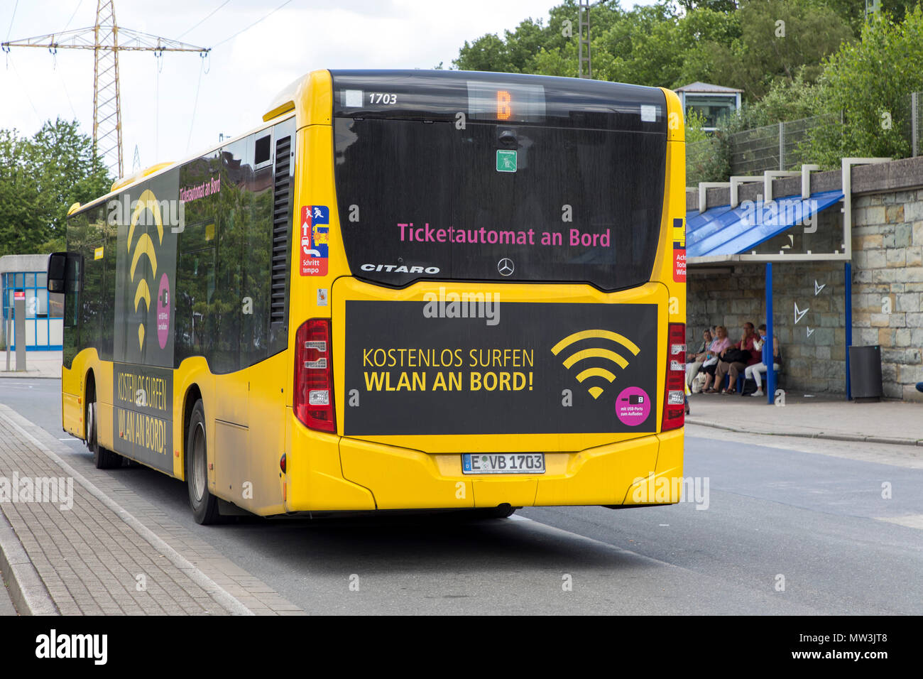 Local transport bus, with free Wi-Fi offer on board and USB charging ...