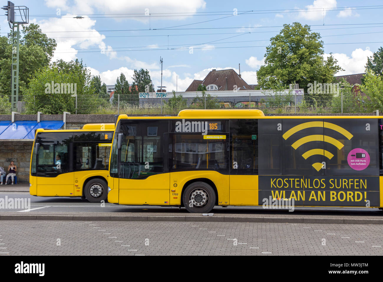 Local transport bus, with free Wi-Fi offer on board and USB charging ...