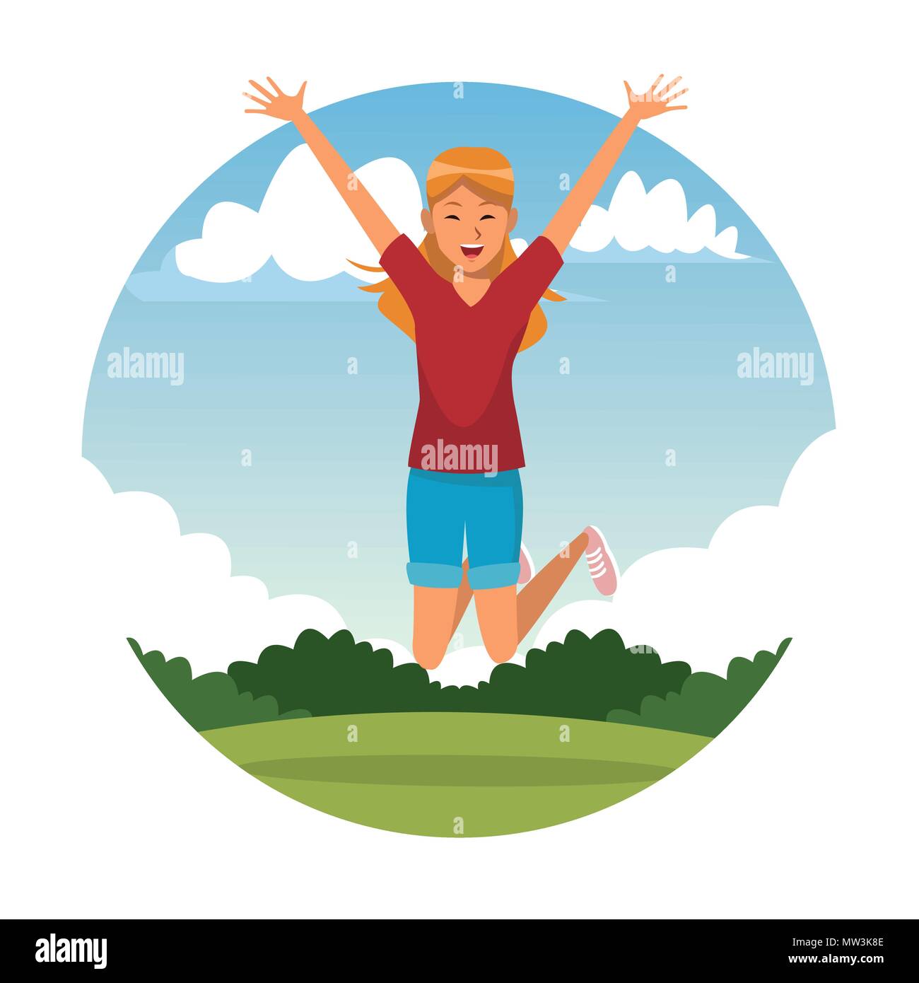 Woman jumping cartoon Stock Vector Image & Art - Alamy