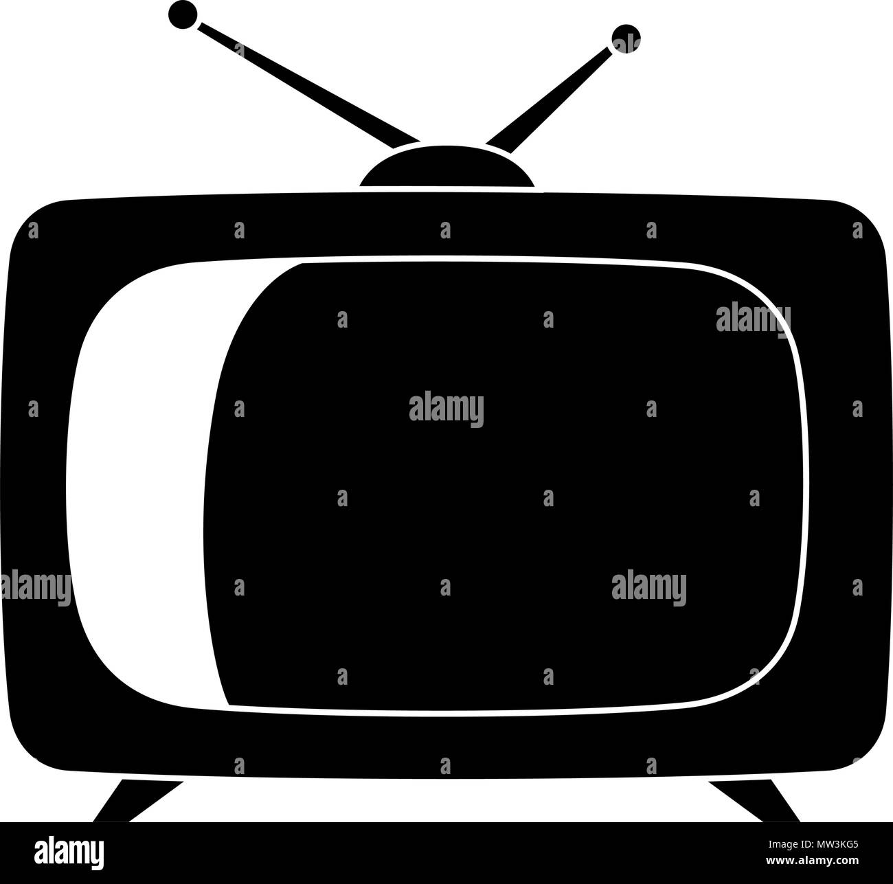 Black vintage tv silhouette isolated on white Stock Vector Image & Art ...