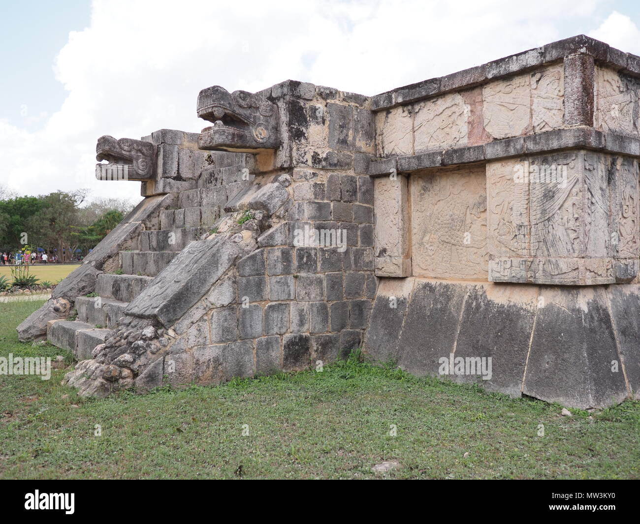Wonderful ancient ruins of platform of Eagles and Jaguars building at ...