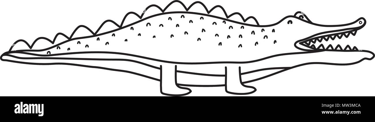 line adorable crocodile wild animal creature Stock Vector Image & Art ...