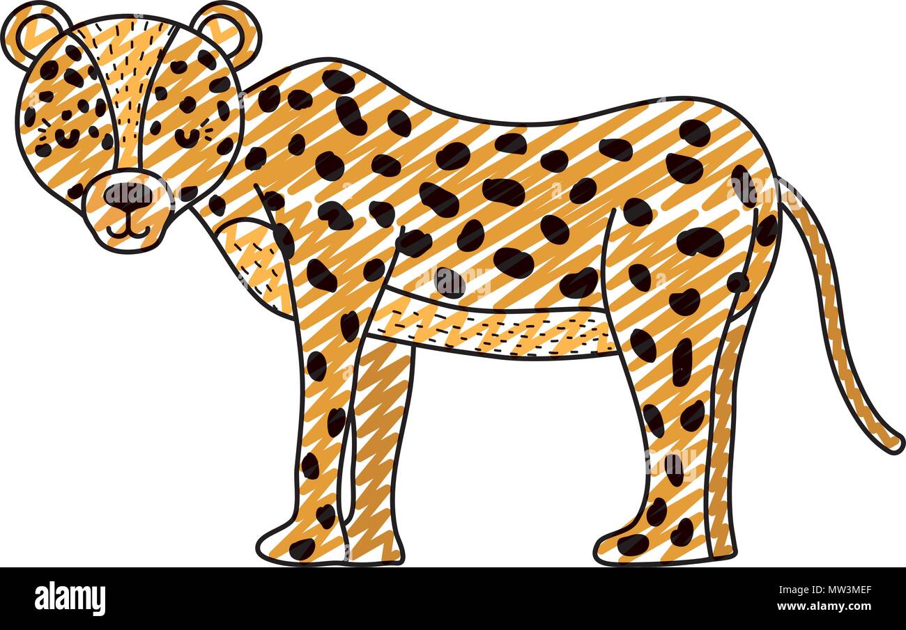 doodle adorable leopard wild animal creature Stock Vector Image & Art ...