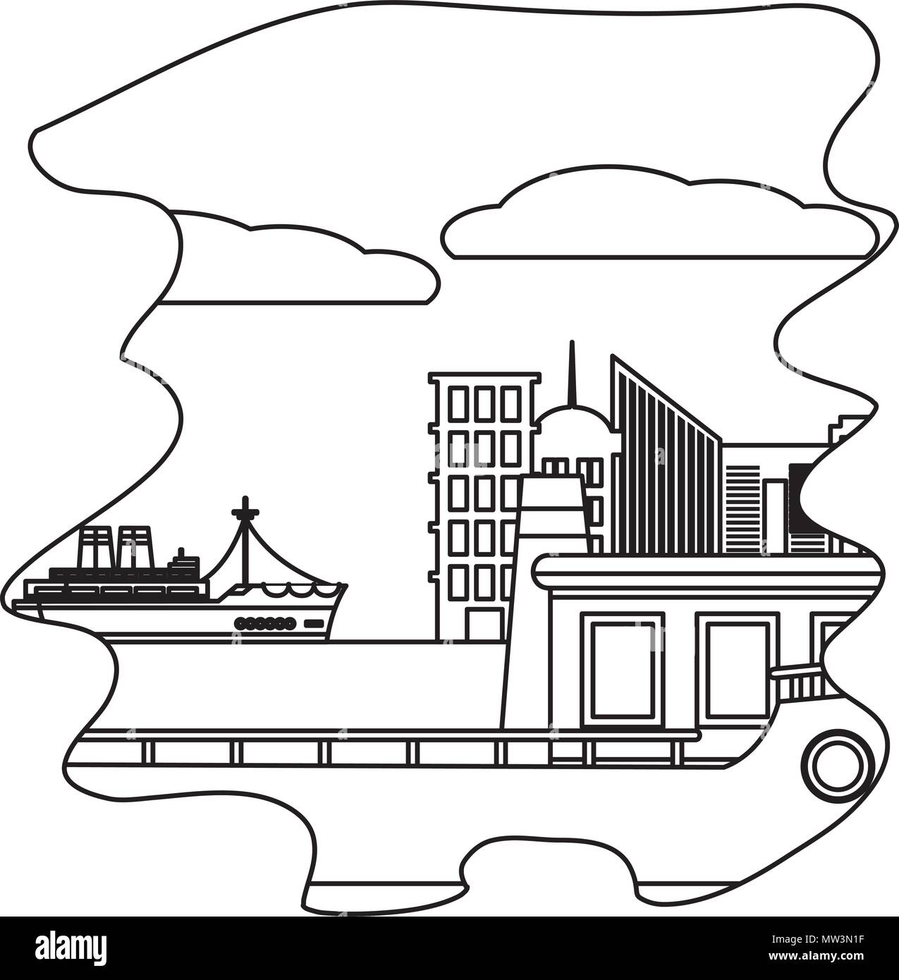 line side ships delivery transport in the sea Stock Vector Image & Art ...