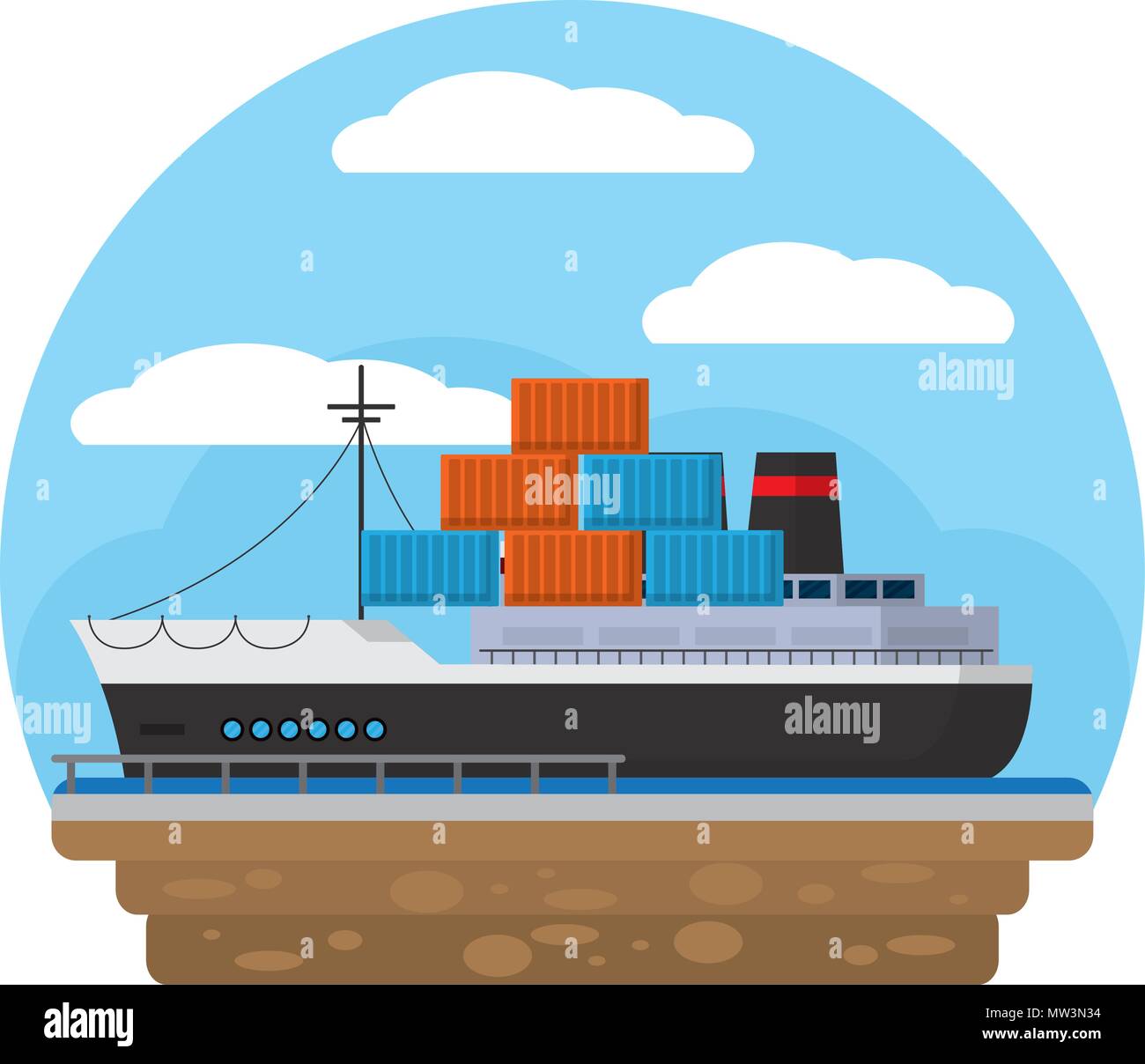 ship export transport with delivery containers Stock Vector Image & Art ...