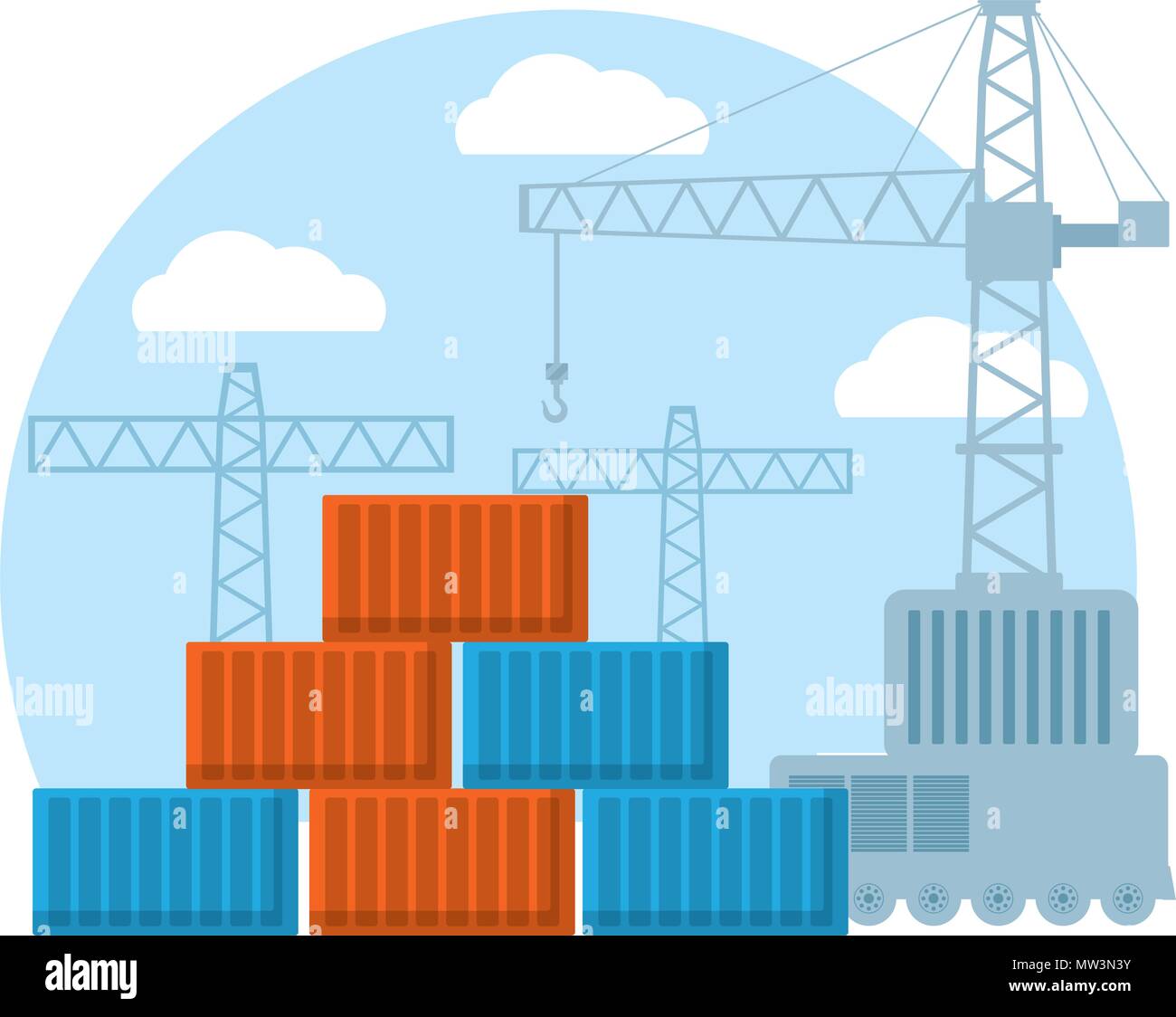 delivery cargo containers and crane object Stock Vector Image & Art - Alamy