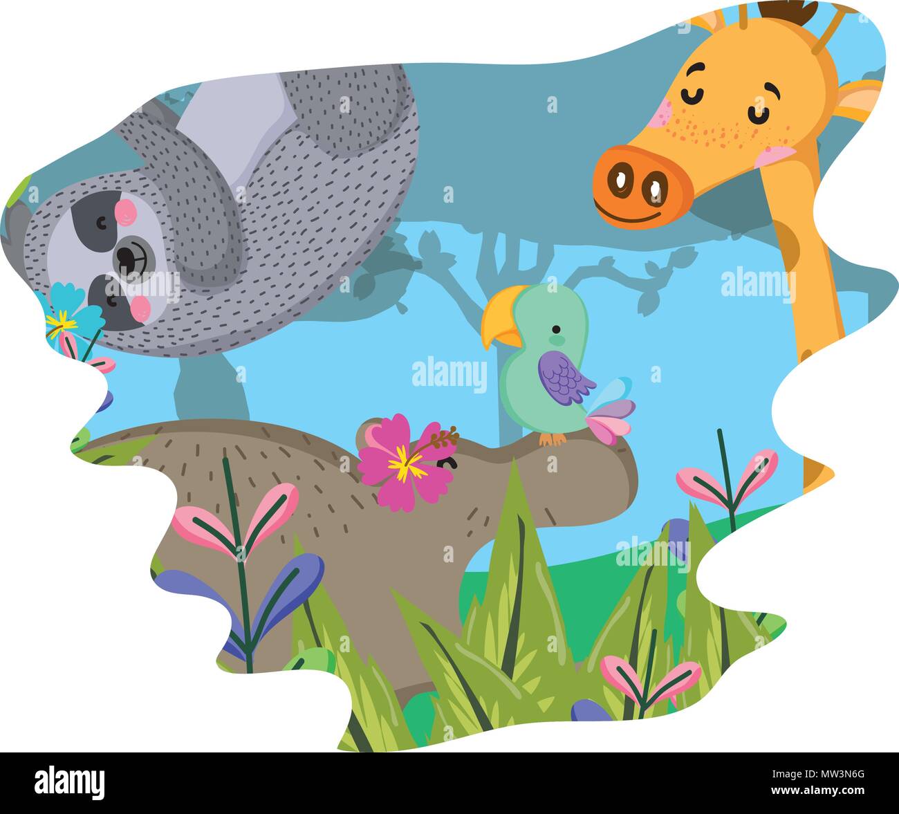 nice wild animals friends in the forest Stock Vector Image & Art - Alamy