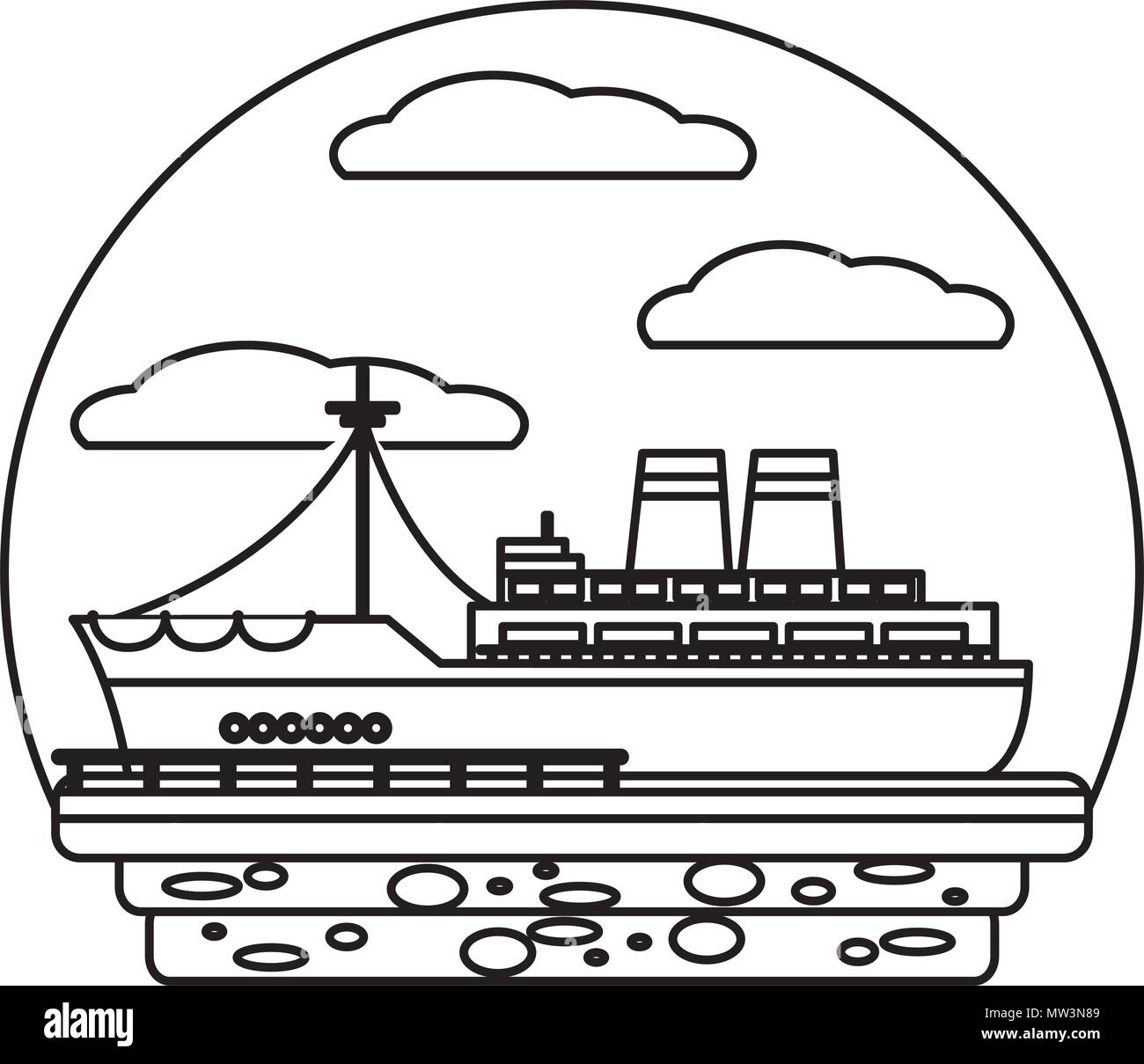 line ship export transport with delivery containers Stock Vector Image ...