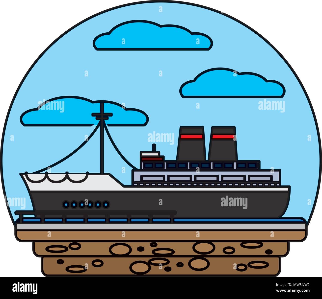 color ship export transport with delivery containers Stock Vector Image ...
