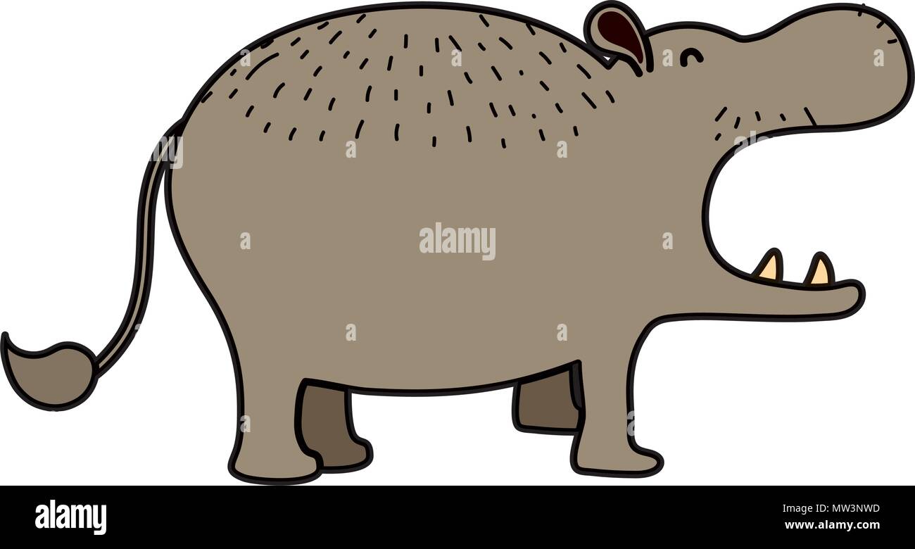 color nice hippopotamus wild animal creature Stock Vector Image & Art ...