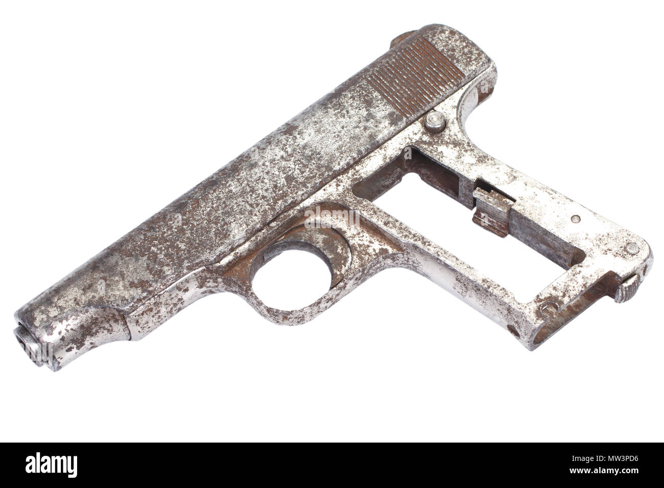 Old rusty pistol isolated on white Stock Photo - Alamy