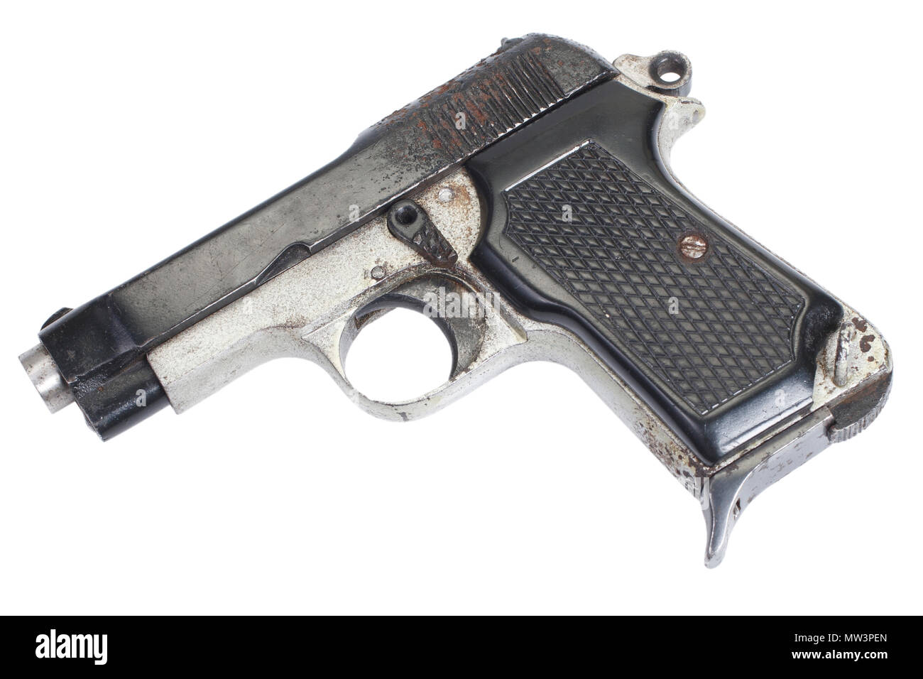 Old rusty vintage pistol on white Stock Photo - Alamy