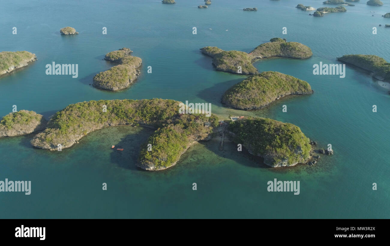 Aerial view of Small islands with beaches and lagoons in Hundred ...