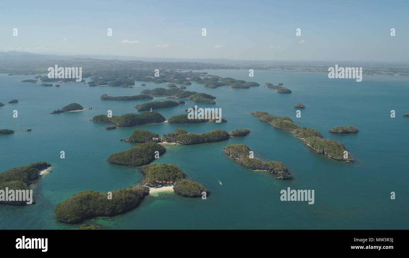 Aerial view of Small islands with beaches and lagoons in Hundred ...