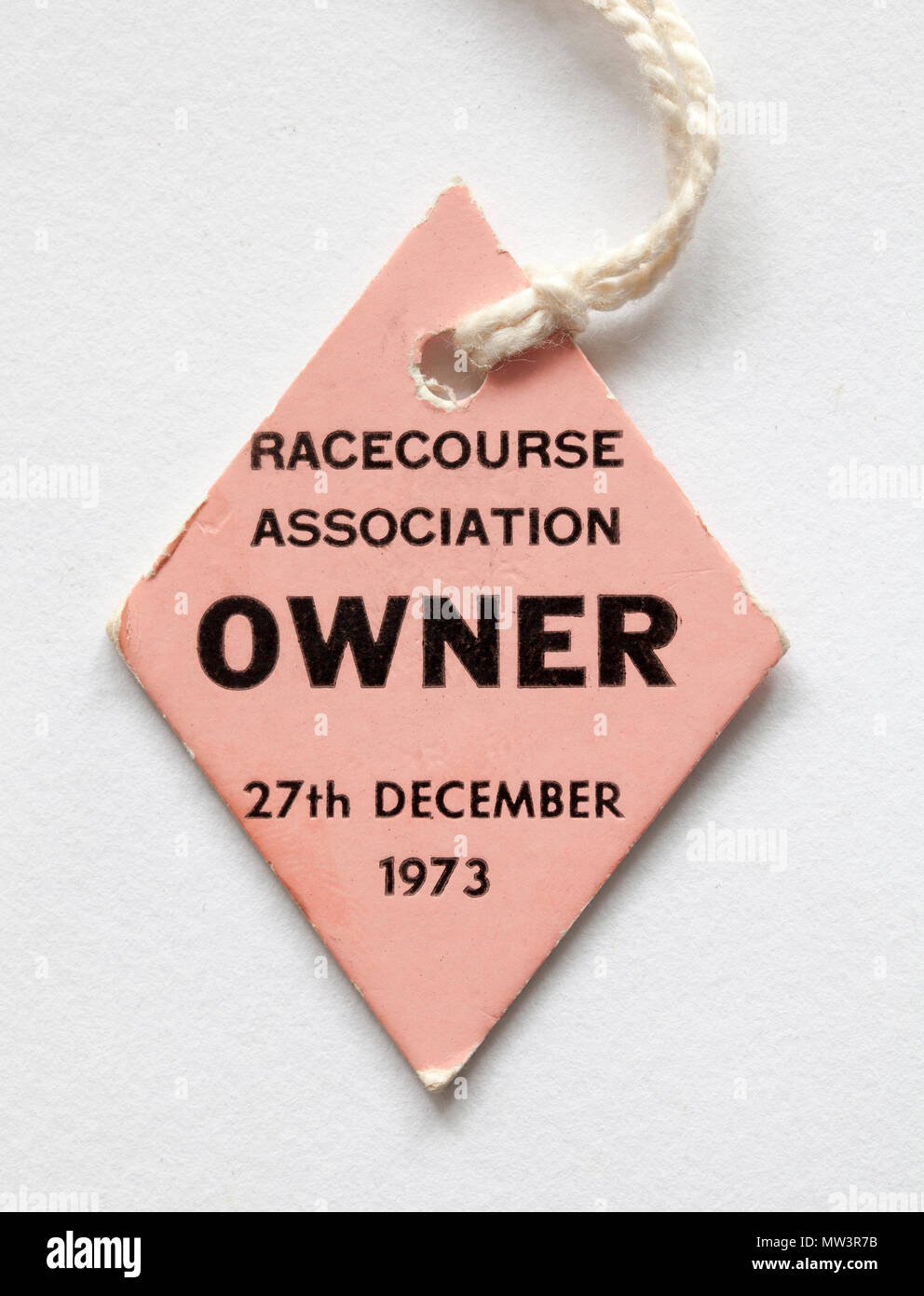 Vintage 1970s racecourse association owners entry tag hi-res stock ...