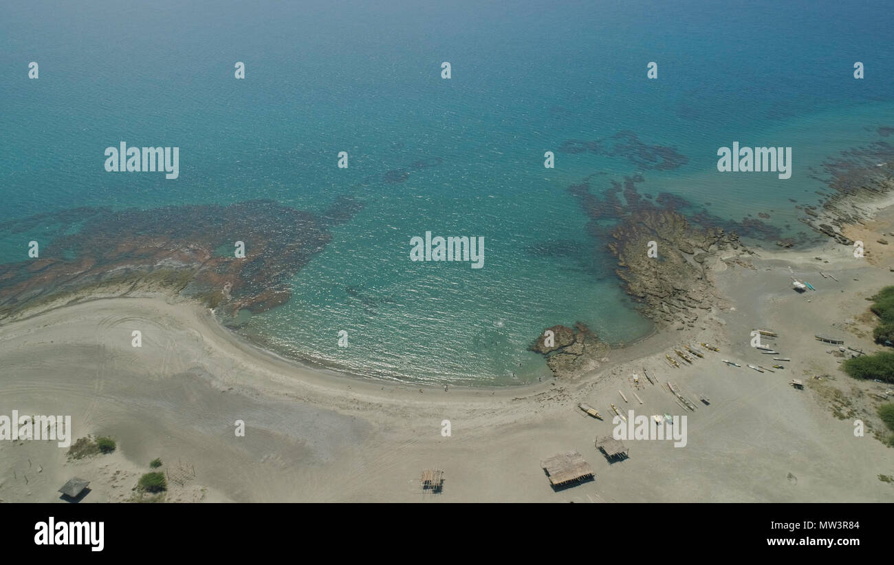 Aerial view of beautiful beach, lagoons and coral reefs. Philippines ...