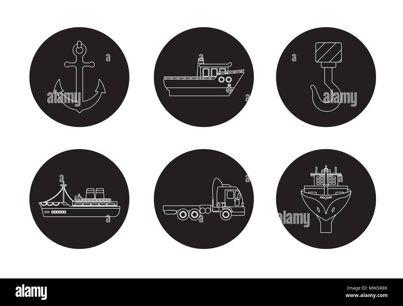 Shipping container ship anchor Stock Vector Images - Alamy