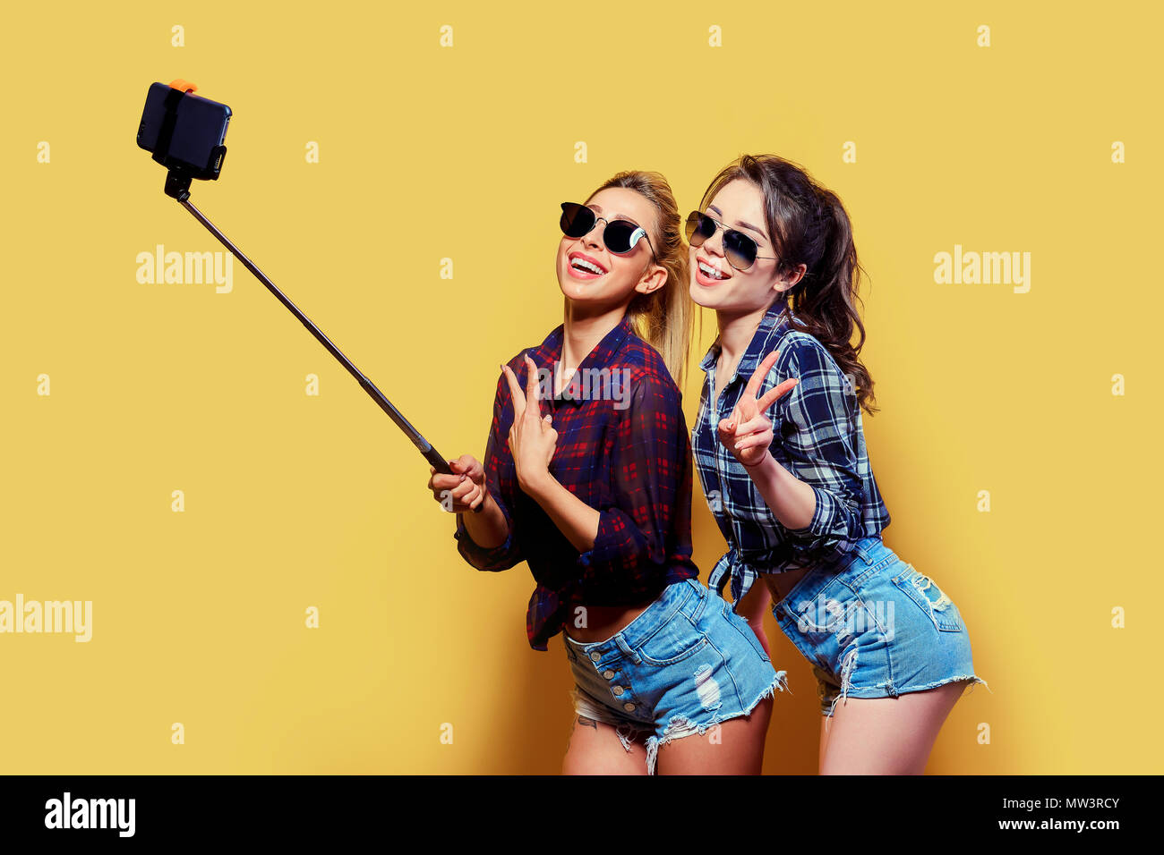 Fashion portrait of two friends posing Stock Photo - Alamy