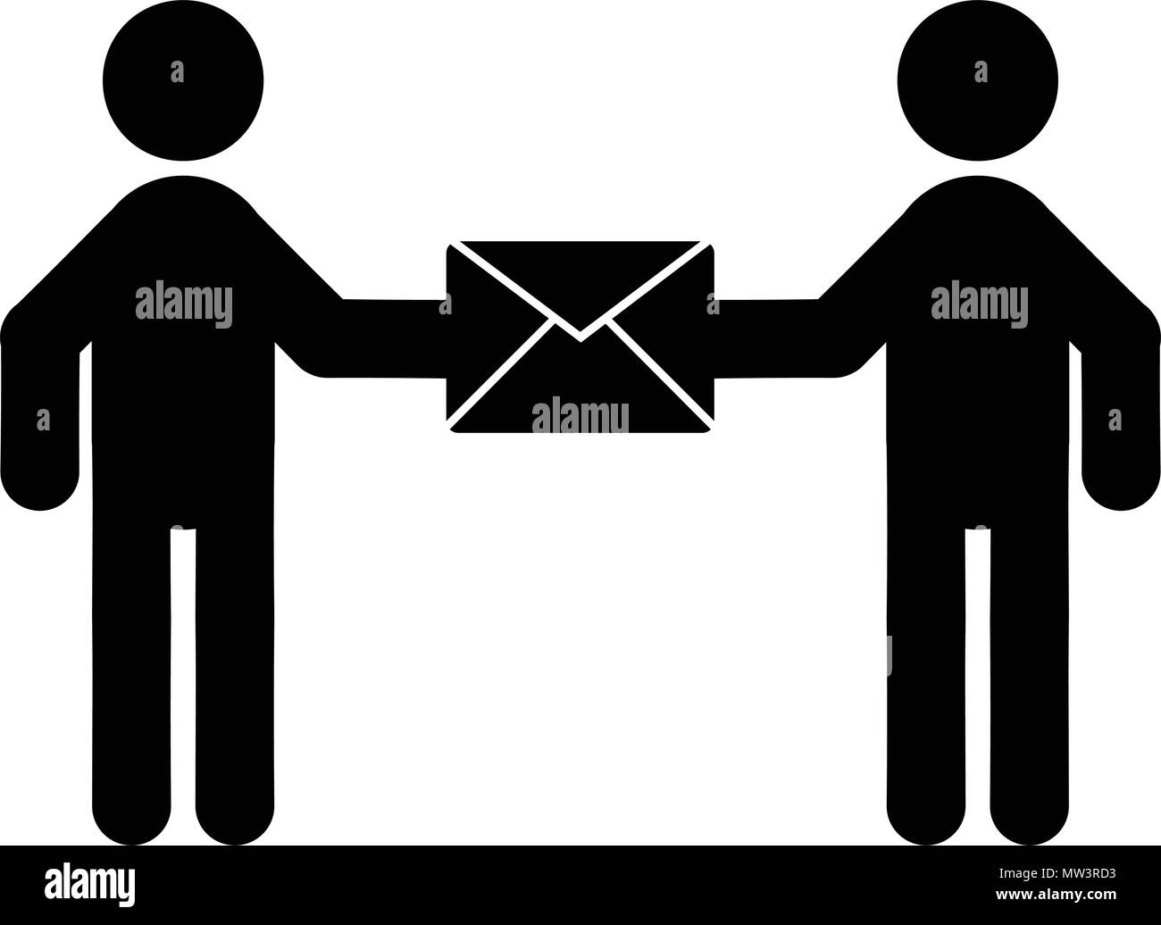 People holding an envelope icon, isolated on white background Stock ...