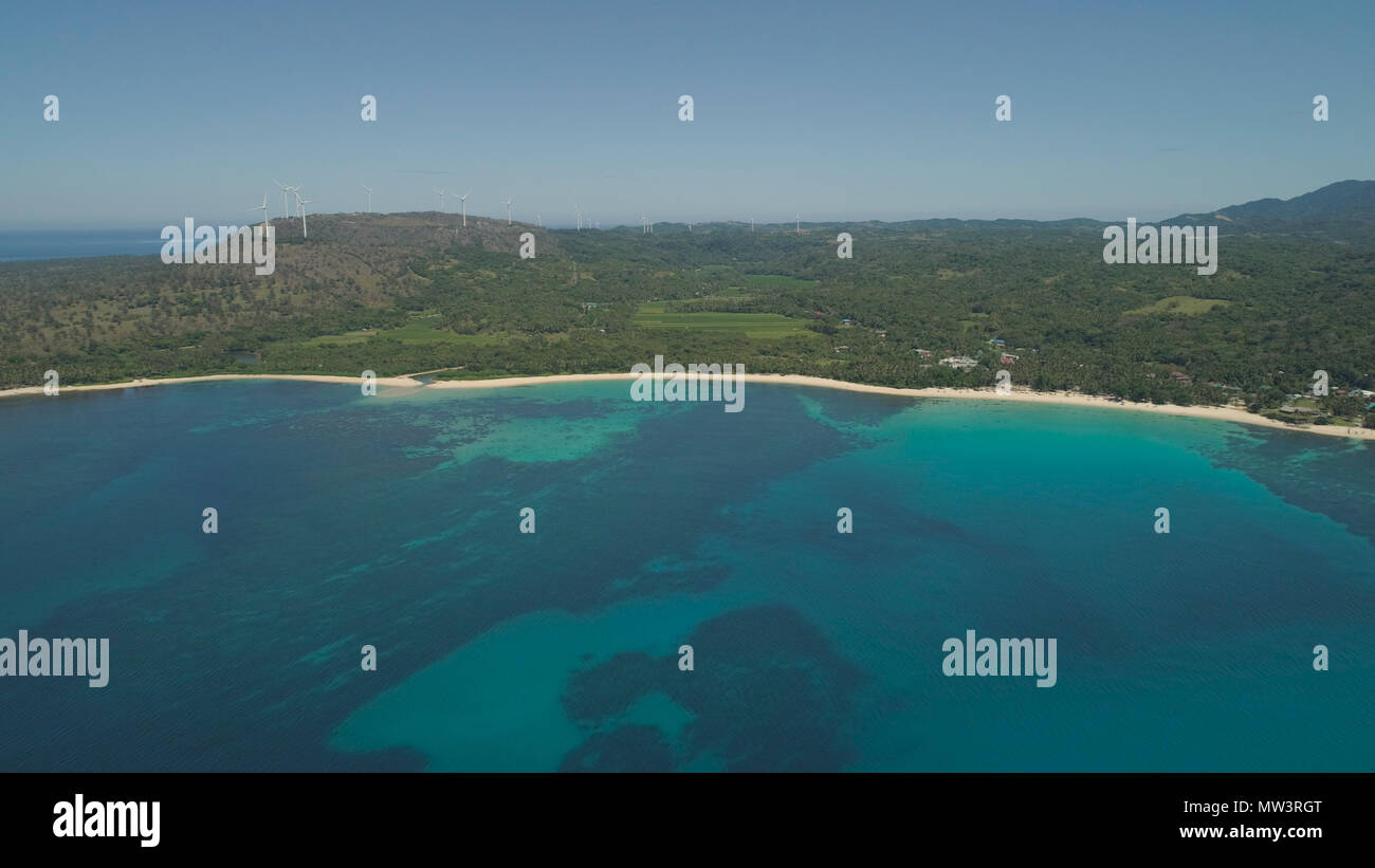 Aerial view of beautiful tropical beach Saud with turquoise water in ...
