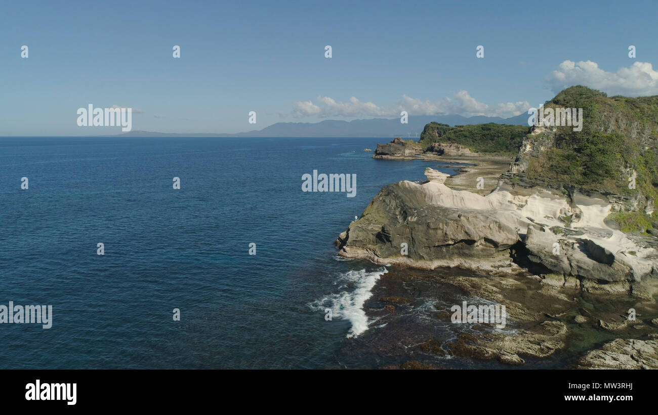 Natural rock formation of limestone stone on the coast. Aerial view of ...