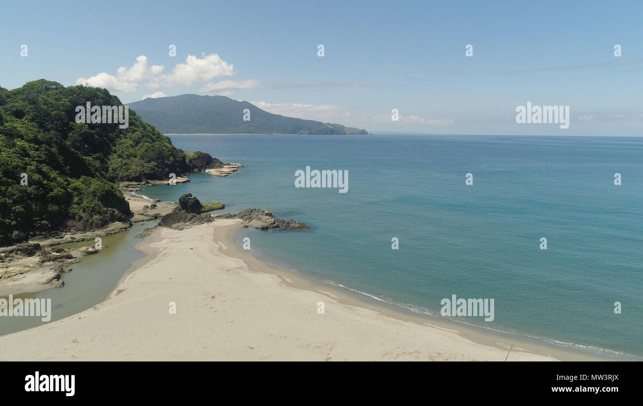 Aerial view of coastline with sandy beautiful beach. Philippines, Luzon ...