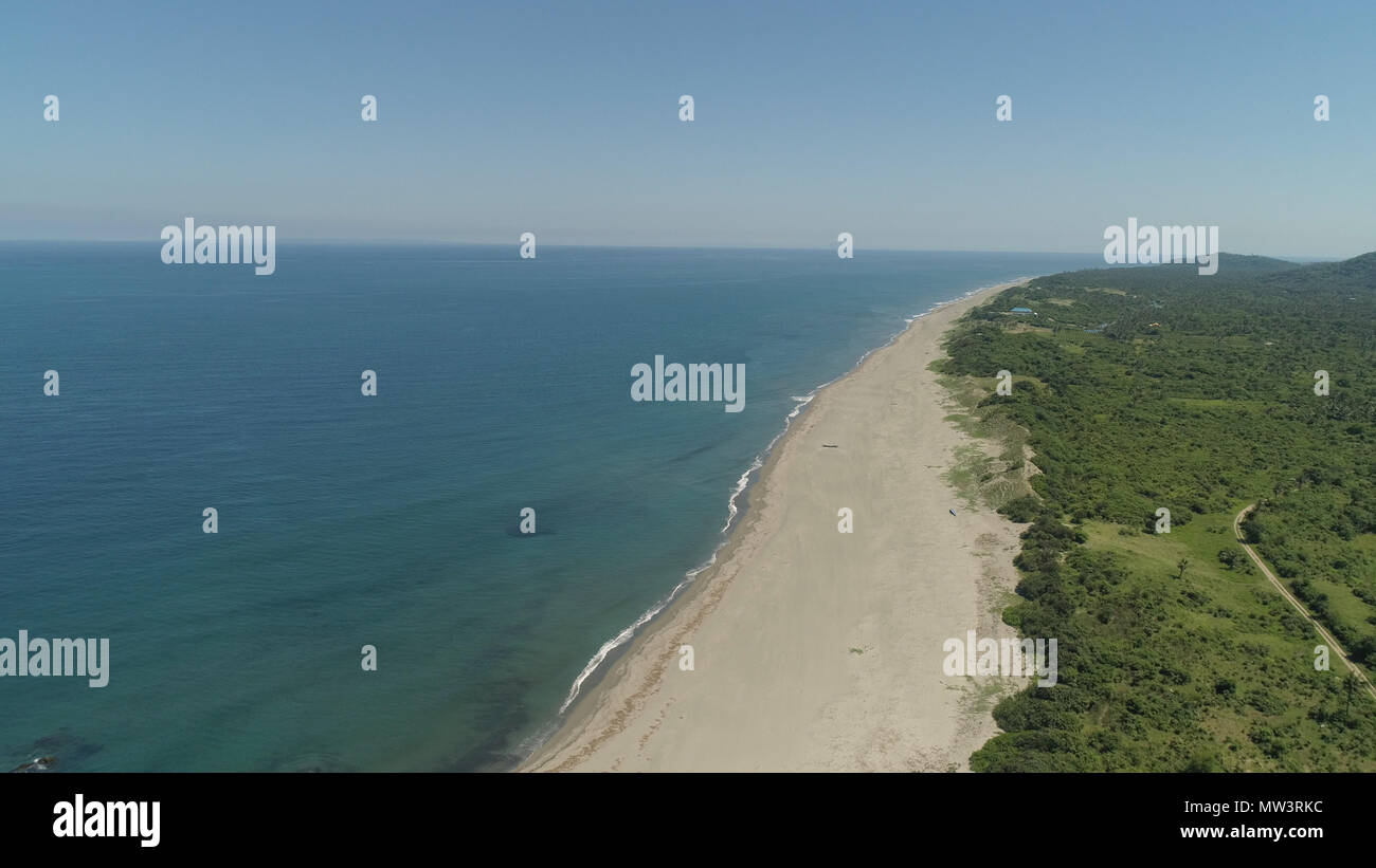 Aerial view of coastline with sandy beautiful beach. Philippines, Luzon ...