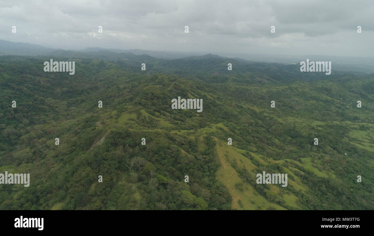 Aerial view of mountains covered forest, trees. Cordillera region ...