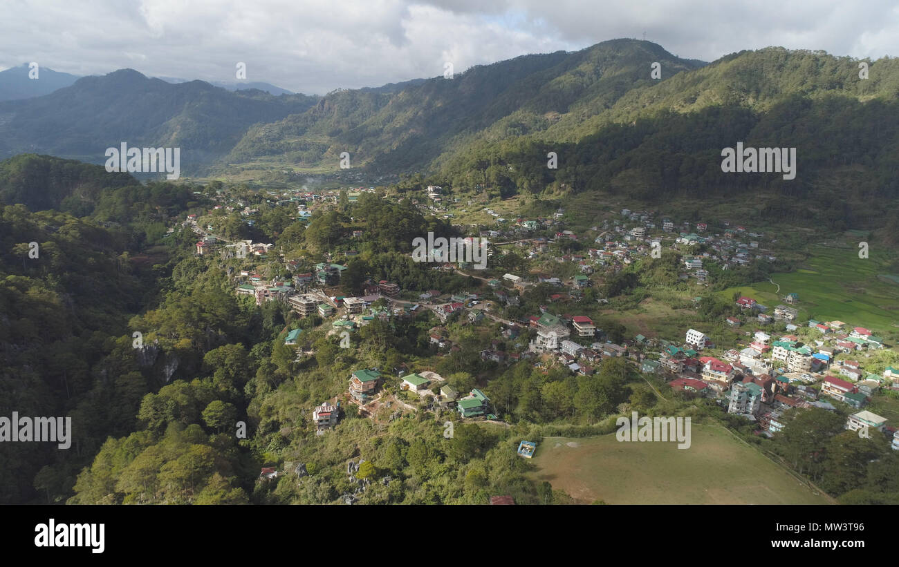 Aerial view town of Sagada, located in the mountainous province of ...
