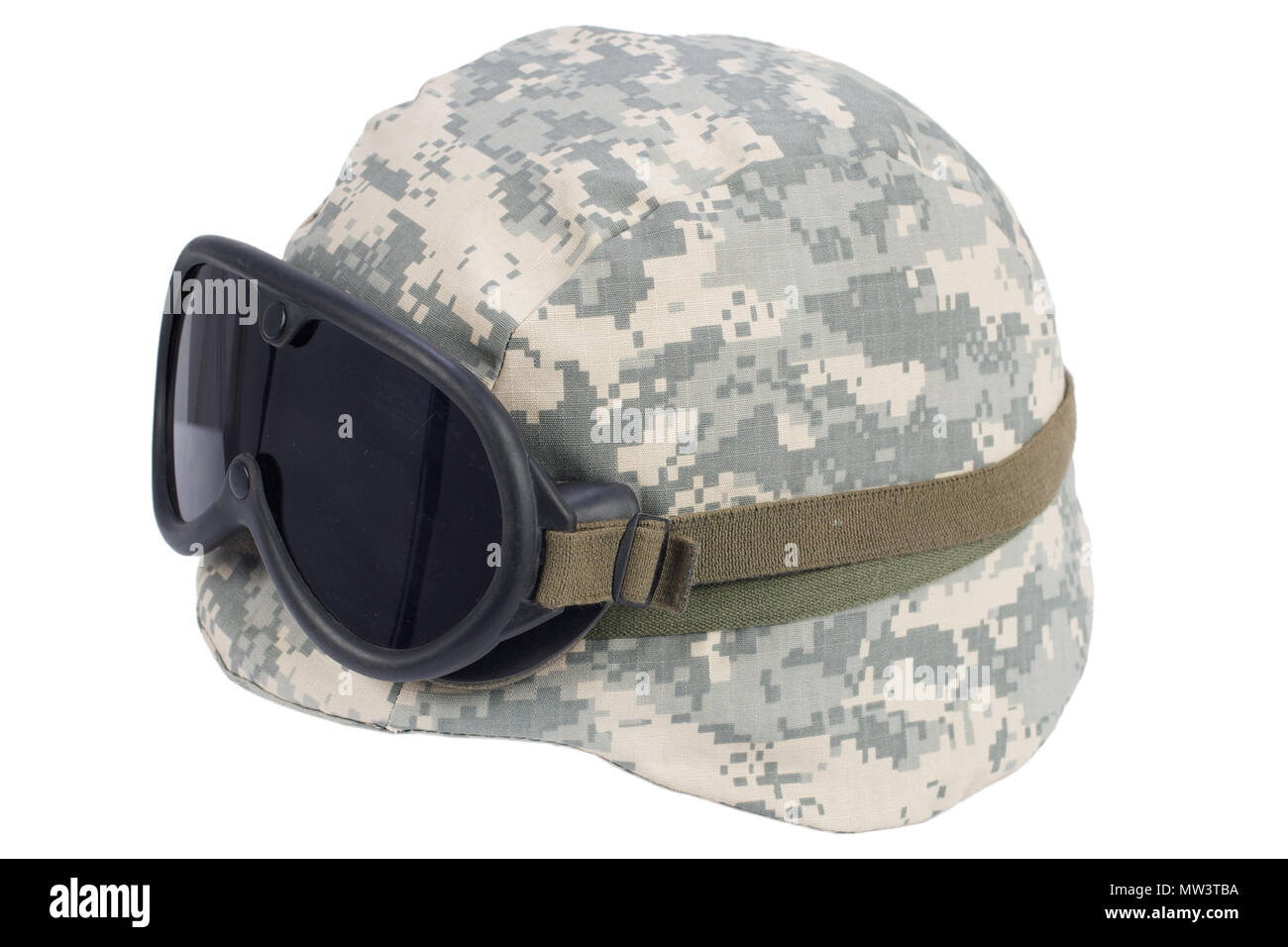 us army kevlar helmet with goggles isolated on white Stock Photo - Alamy