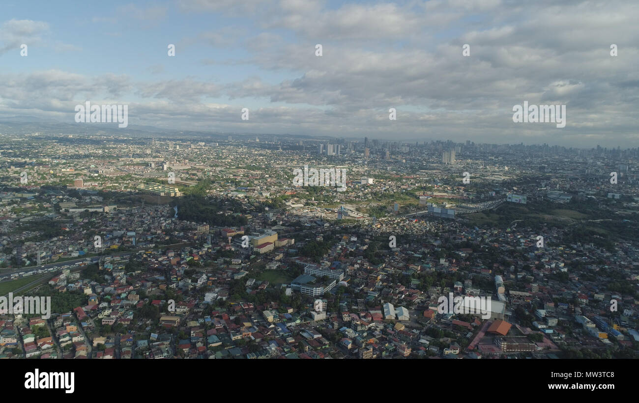 Aerial view of Manila city with skyscrapers and buildings. Philippines ...