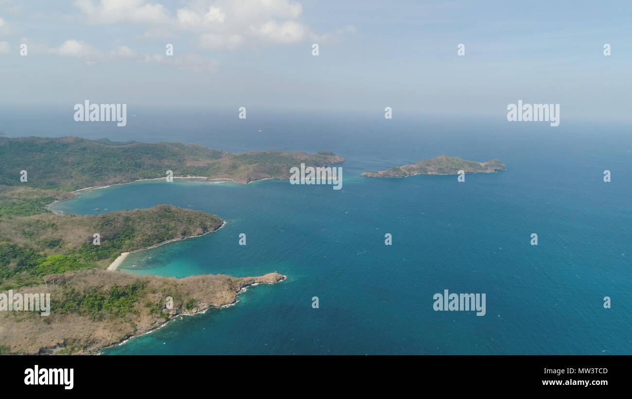 Aerial view of coast with beaches, island Limbones, lagoons and coral ...