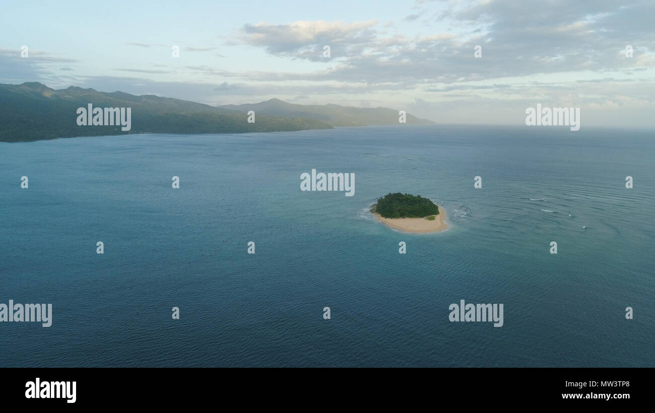 Aerial view tropical island Rosa with white sandy beach. Seascape ...