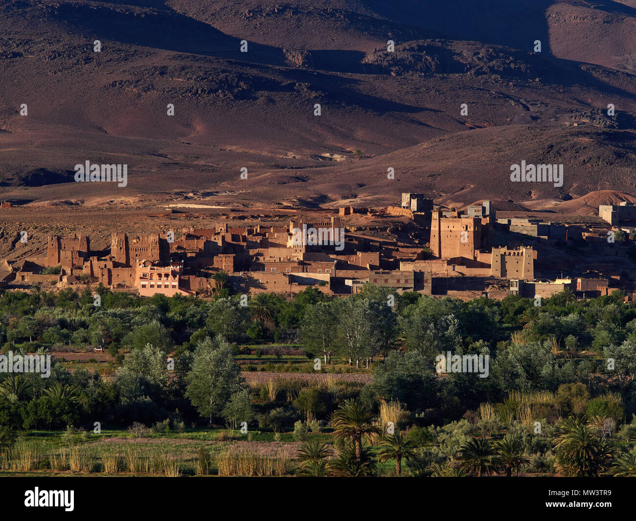 Traditional Moroccan village in the valley of the Ouarzazate River ...