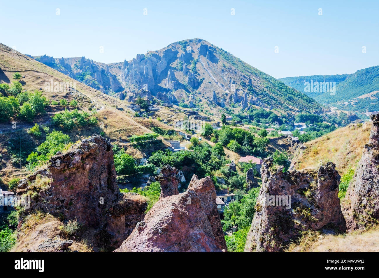 Old Goris town, Armenia with the unique stone formations Stock Photo ...