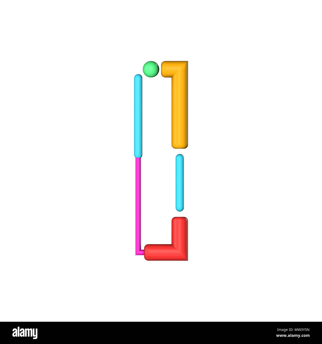 Letter I abstract modern color line font alphabet. 3D Rendering Stock ...